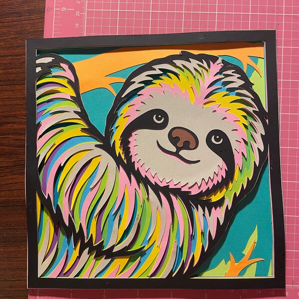 Sloth 3D Layered SVG for Cardstock/ Colorful Sloth Multilayer Cardstock ...