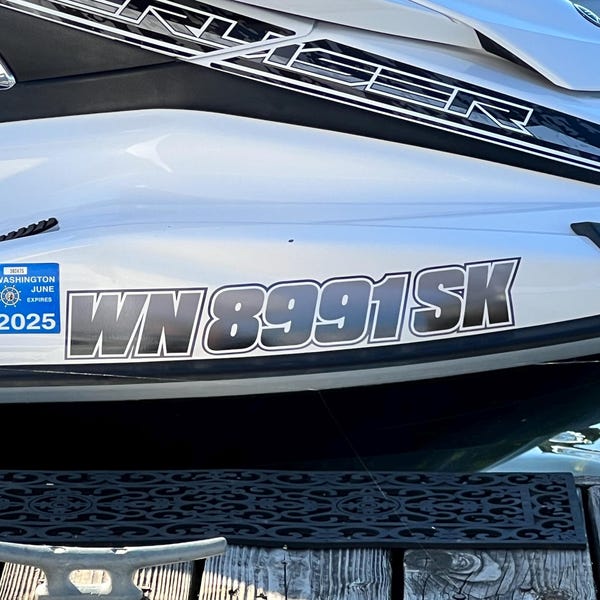 Boat Registration Number Decals. 3D Raised Black With a Chrome Outline ...