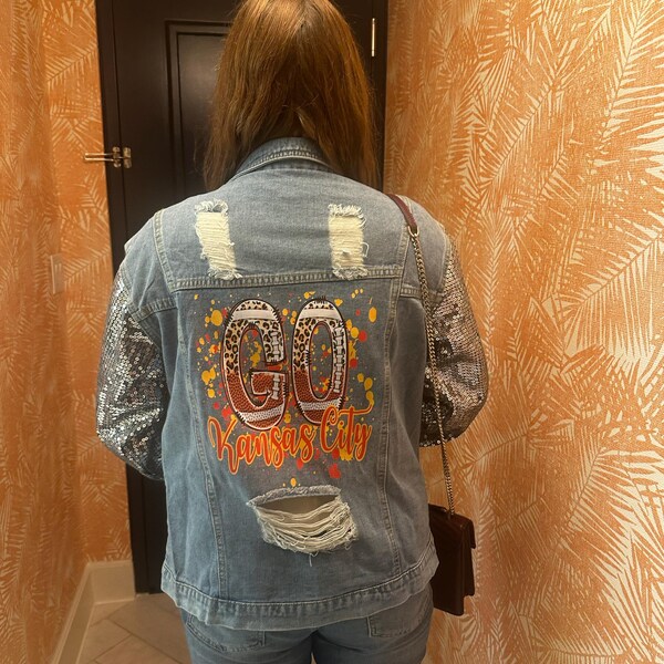 Denim Jacket, Patchwork Jacket, Sequin Jacket, Bling Jacket, Distressed ...