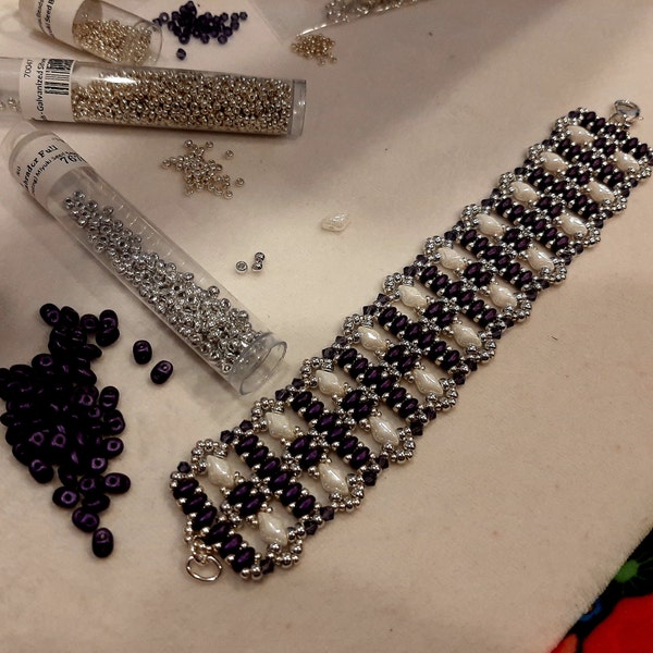 PDF Dallas Tutorial, Beaded Tutorial, Superduo Bracelet Tutorial, Superduo Pattern, Diamonduo ...