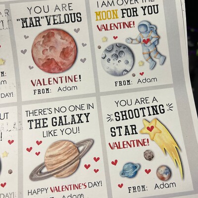 Editable Outer Space Valentine Tags, Space Valentine Cards , Kids ...