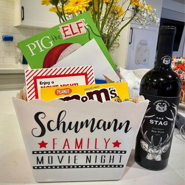 Personalized Family Movie Night Popcorn Bucket Set - Etsy