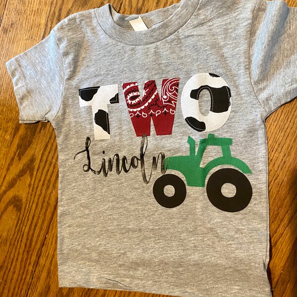 Barnyard Themed TWO Birthday Tee. Farm Party, Tractor Themed, Bandana ...