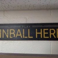 Play Pinball Here Wood Sign, Custom Gamer Man Cave Sign, Family Name ...