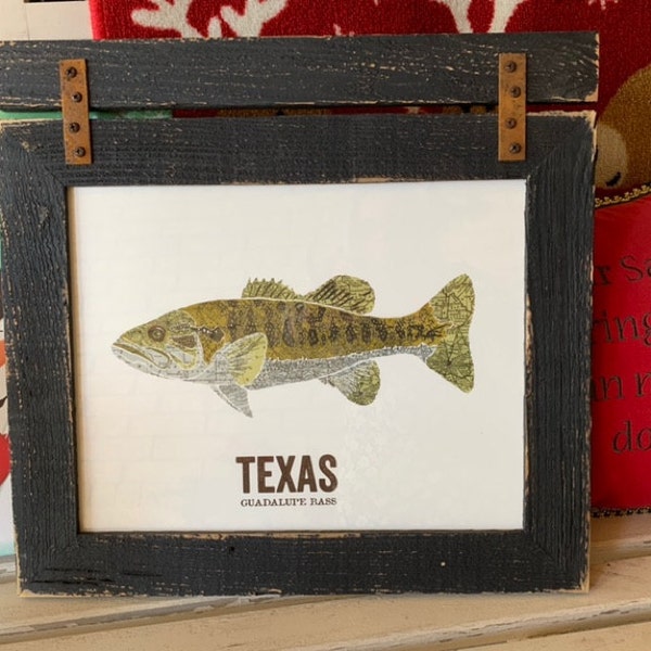 Texas State Fish, Map Art, Nature Outdoor Art, Vintage Map Art, Art ...