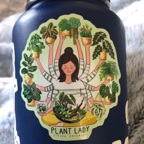 Plant Lady Sticker, Glossy Vinyl Die Cut Sticker, Plant Stickers, House ...