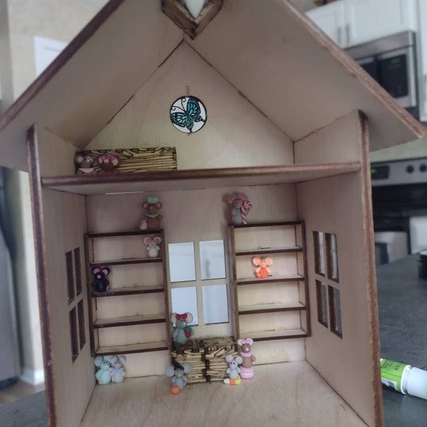 Wood House Kit, DIY House Miniature Kit, Miniature House, Small Wooden ...