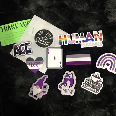 Asexual Pride Sticker Pack, LGBTQ Stickers, Pride Stickers, Water ...