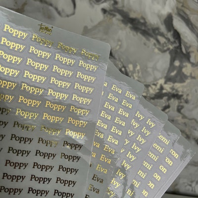 1 Long Custom Text Sticker Sheet Clear or White 20-50 Stickers Each ...