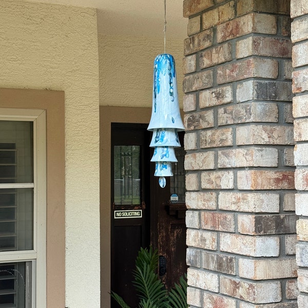 Ceramic Small Stack Wind Bell Wind Chime - Patriotic Red White Blue ...