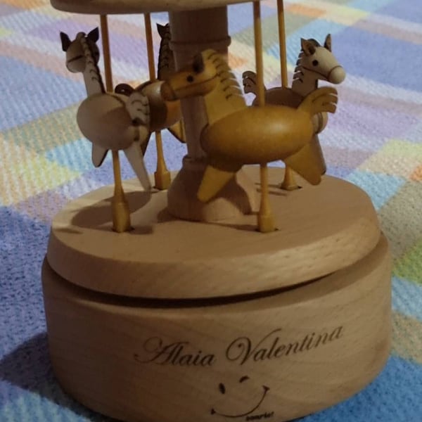 Personalized Engraved Keepsake Carousel Music Box,wooden Christmas ...