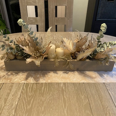 Rustic Christmas Table Centre Piece Box Silver Grey - Etsy UK