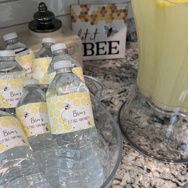 Editable Bee Bottle Label Girl Honey Bee Water Bottle Labels Sweet to ...