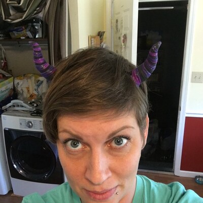 Small Black and Purple Twisted Horns - Etsy