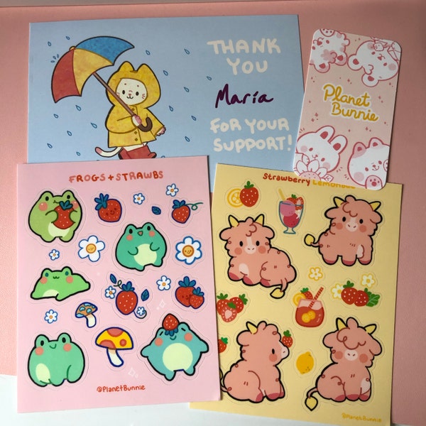 Strawberry Lemonade Cow - Cute Highland Cow Sticker Sheet - - Etsy