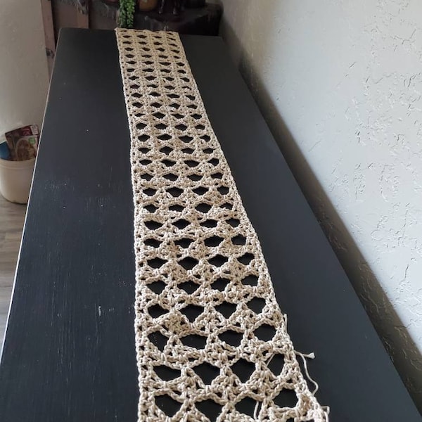 Table Runner Crochet Pattern, Honey Locust Table Runner, Cotton Yarn ...