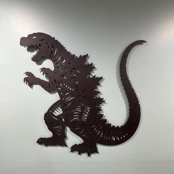 Godzilla Metal Wall Decor, Geometric Metal Godzilla, Animal Art, Wall ...