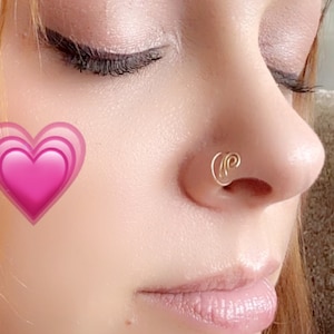 The Sammy Double Loop Nose Ring With Teal Bead in Silver, Gold or Rose ...