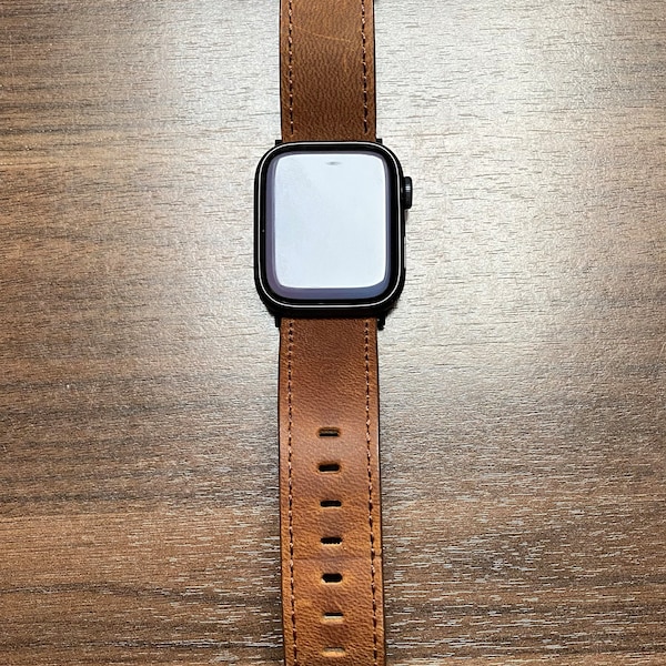 Personalised Leather Apple Watch Strap 38mm 40mm 41mm 42mm 44mm 45mm ...
