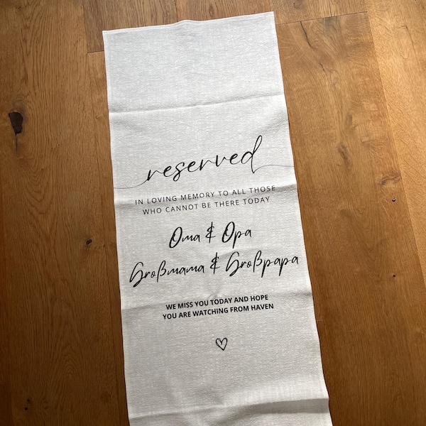 PERSONALIZED Chair Ribbon, Memorial Wedding Sign, Wedding Fabric Sign ...