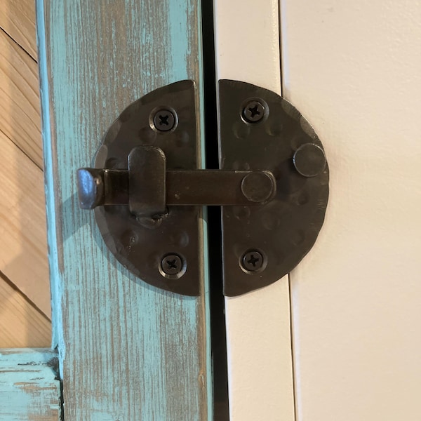 Wrought Iron 2.9" Round Cabinet Door Latch, Hand Forged Furniture ...