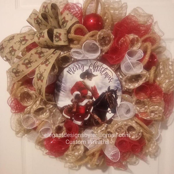Cowboy Santa Wreath Sign, African American Santa Wreath Sign, Western ...
