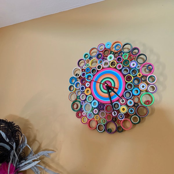 Wall Clock, Paper Clock, Colorful Clock, Custom Clock for Wall, Kids ...