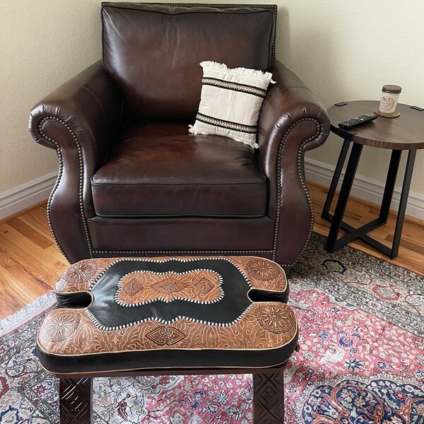 Black Arabesque Stool, Camel Saddle Stool in Moroccan Style With ...