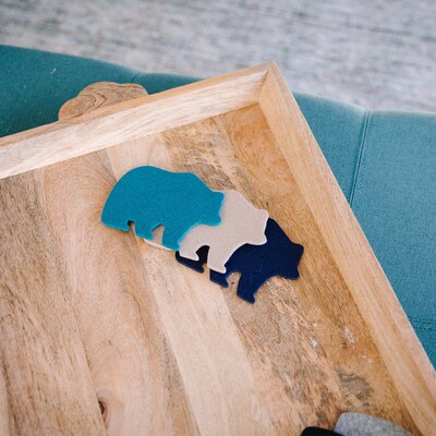 Bear Wool Felt Drink Guy Coasters Father's Day Gift Rustic Home Lodge ...