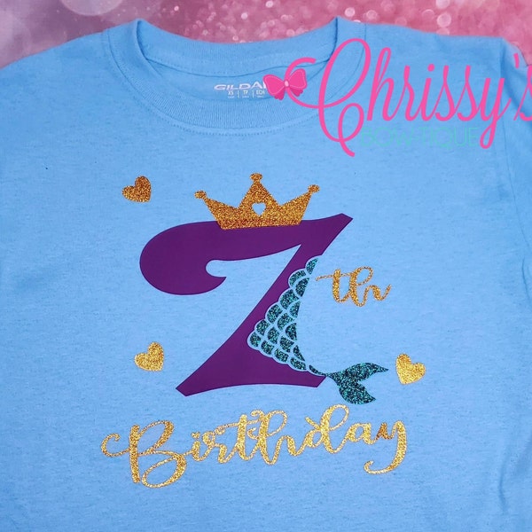 Mermaid 7th Birthday Girl Svg,png,jpg,dxf, Mermaid Svg,birthday Mermaid ...