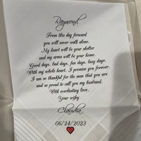 Groom Wedding Handkerchief From the Bride-wedding Hankerchief-printed ...
