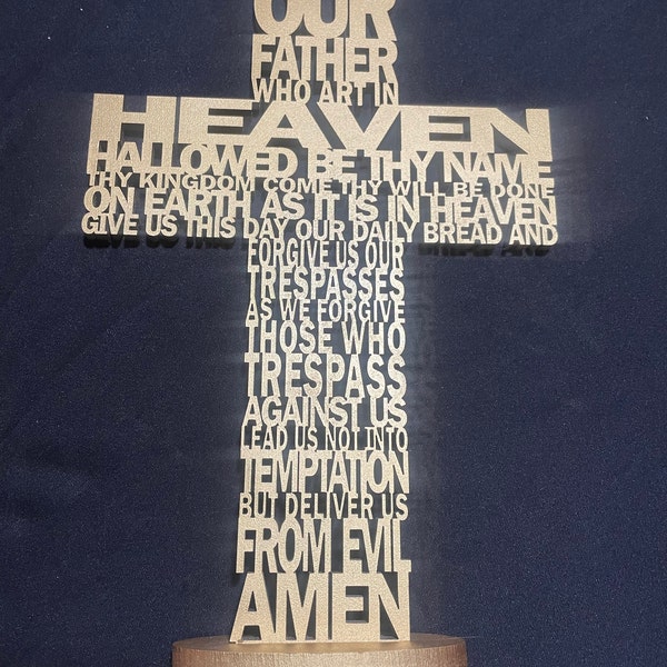 Our Father Wooden Stencilled Cross Our Father Prayer, Our Lords Prayer ...
