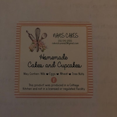 Square Cottage Food Labels, 50-300 Cottage Food Stickers, Cottage ...