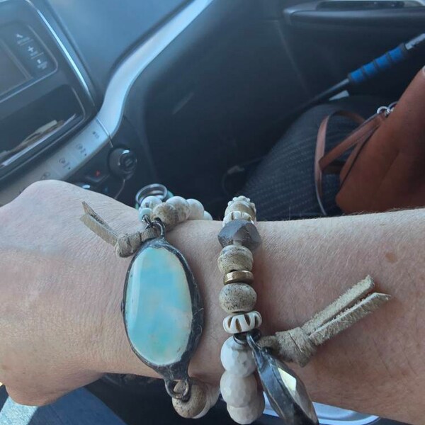 White Turquoise Bracelet With Coconut Shells/boho Bracelet/beachy Boho ...