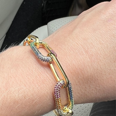 Colorful Gem Cross Necklace Large Oversized Cross Necklace Chunky Gold ...