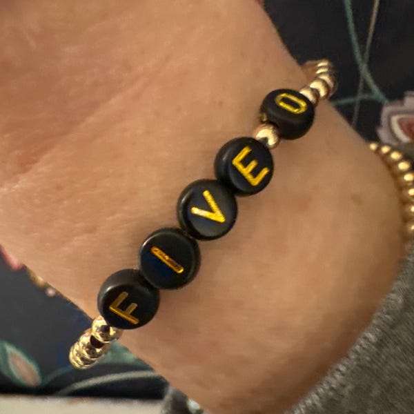 Custom Bracelet Stack | Beaded Name Bracelet | Mama Stackable Bracelets | Heishi Clay Bead Word ...