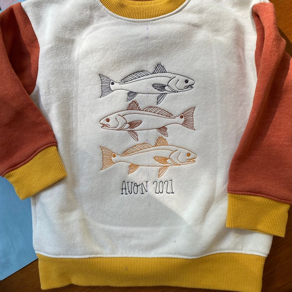 Sketch Redfish Embroidery Design ~ Single and Trio ~ Lineart~vintage ...