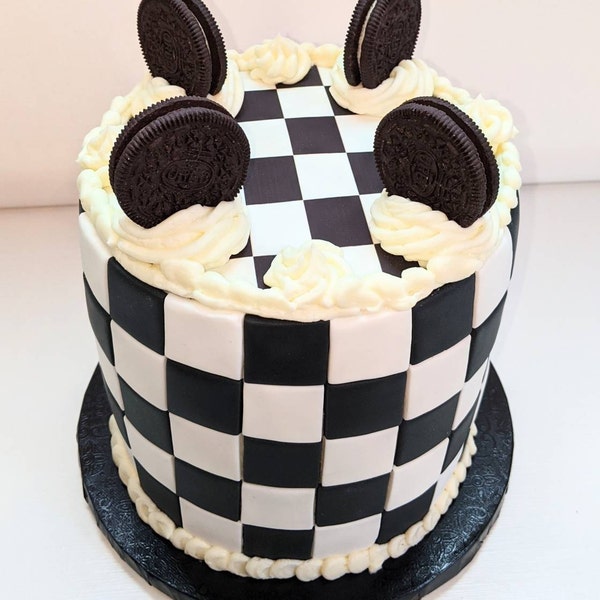 Checkerboard ~ Edible 2D Fondant Birthday Cake/cupcake Topper ~ D22564 ...