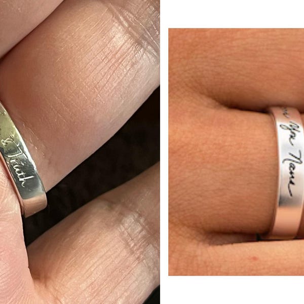 Actual Handwriting Ring | Signature Band Rings | Personalized ...