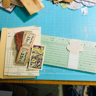 Vintage Ledger Graph Office Paper Scrap Pack Junk Journal Ephemera Kit ...