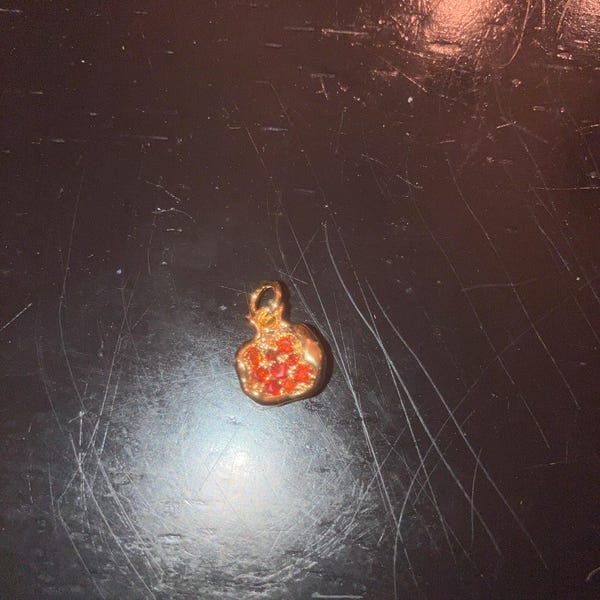 Pomegranate Charm 16K Gold Filled Fruit Charms Red Mini Micro Pave ...