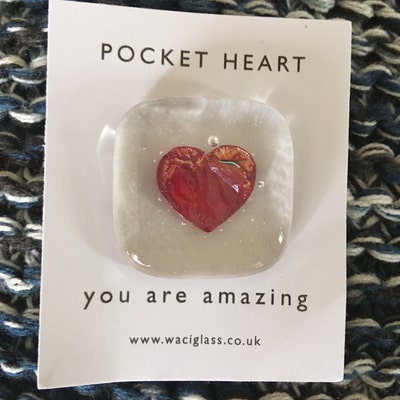 Pocket Heart Fused Glass, Pocket Token, Hugs, Love You, Miss You, You ...