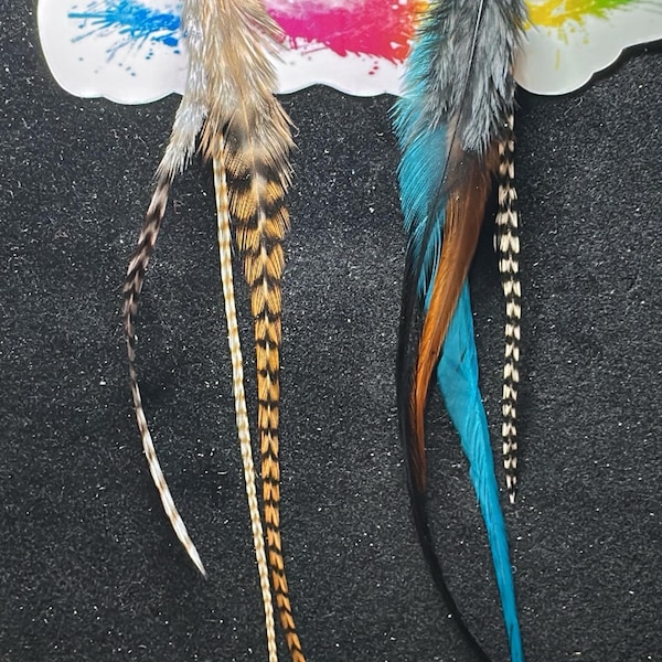 Feather Hair Extensions DIY Kit -10 Feathers + Beads + Tool/natural Mix ...