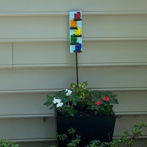 Multi-colored Shapes-garden Stake, Fused Glass - Etsy