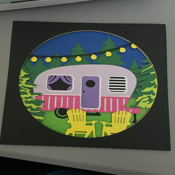 Camper Decorations 3D Shadow Box Camper Layered Craft 3D SVG Glamping ...