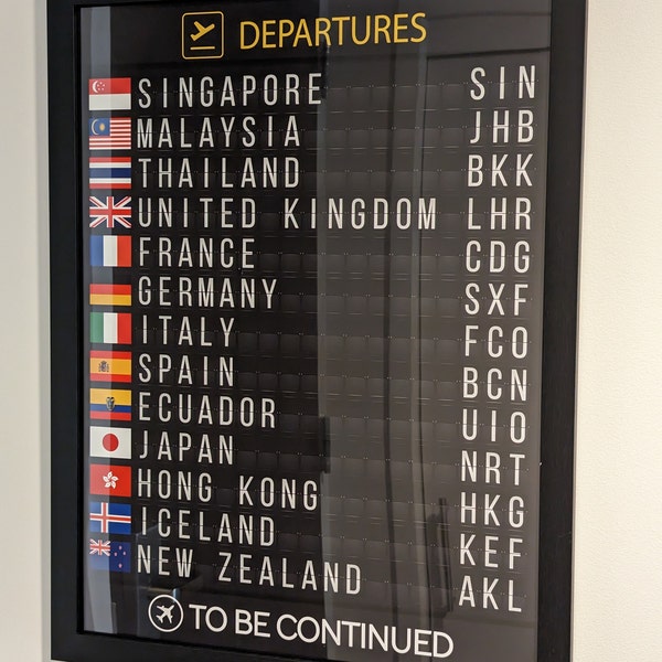 Airport Flight Board With Flags, Printed Version - Frame Not Included ...