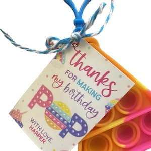 EDITABLE Pop It Thank You for Coming Gift Tag, Pop It Party Favor Tag ...
