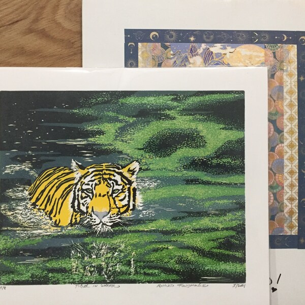 Waterfall and Cave Series 1 | Original Linocut Relief Block Print ...