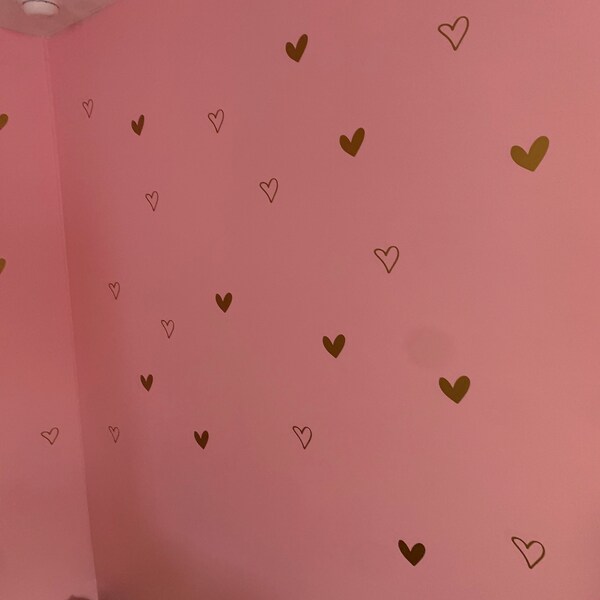 Heart Wall Decals- Hand Drawn Heart Decals- Heart Vinyl Decals- Heart ...