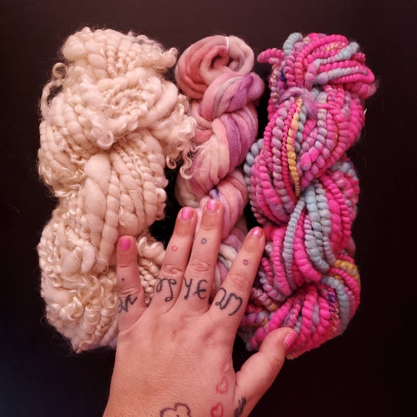 Handspun Art Yarn Textured Chunky Undyed Wool Natural Fiber for Weaving ...